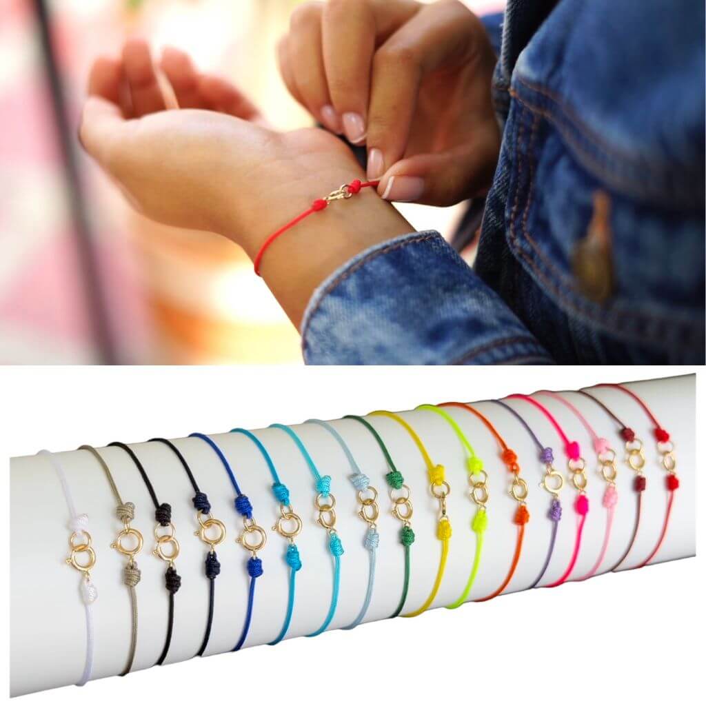 14K Solid Gold Clasp Bracelet Choose from 17 Vibrant Colors 7.5 Inches Taupe