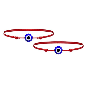 Set of Two Red Evil Eye Bracelets | Protection and Luck | Luck Strings